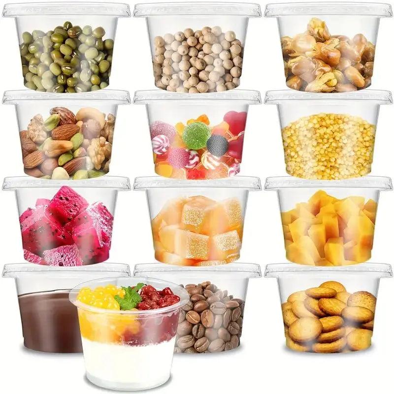 50pcs 5.5oz Disposable Plastic Cups with Lids – Perfect for Ice Cream ...